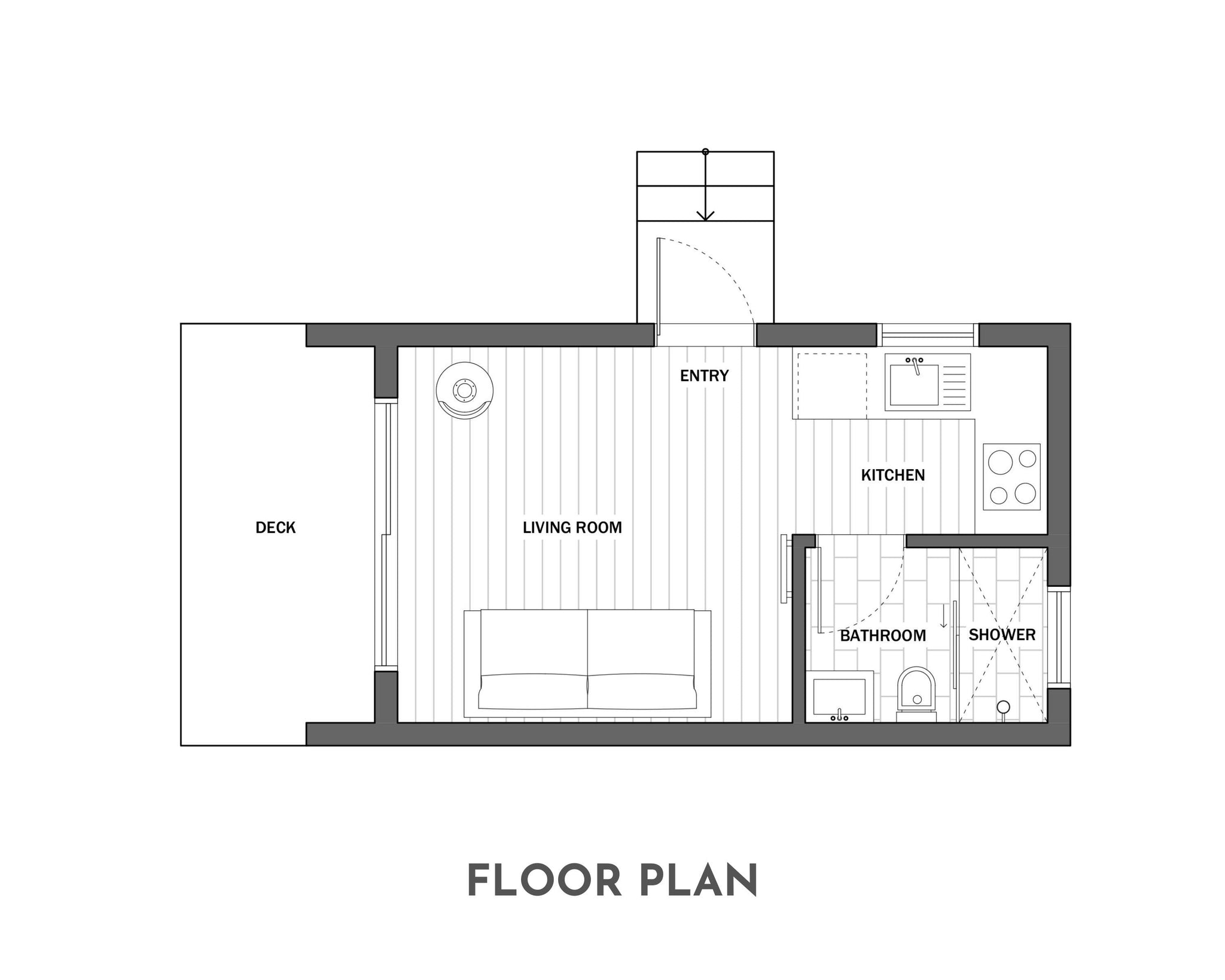 Modern Tiny House, 1 Bedroom, 12’ x 20’ – Ibra House Plans