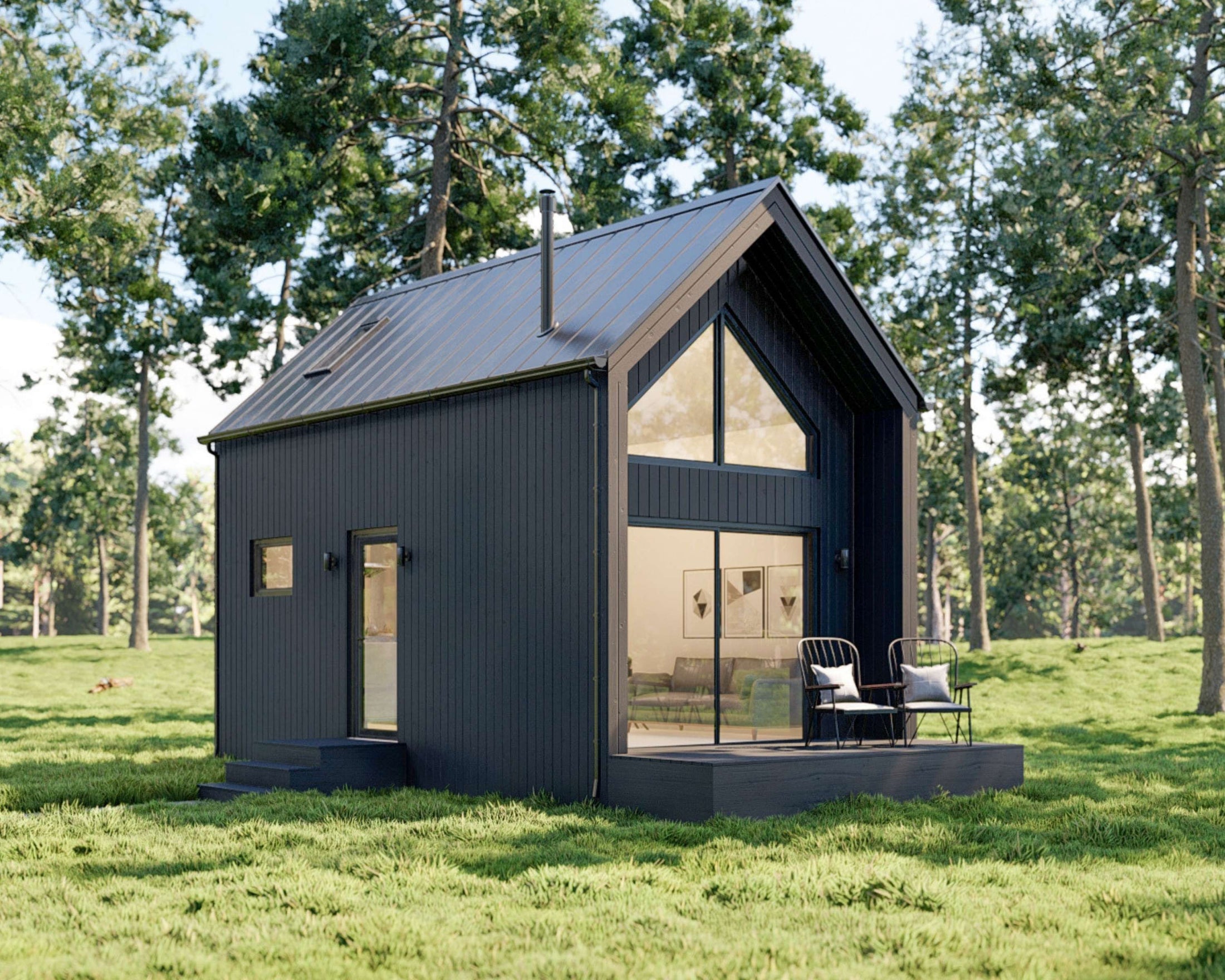 Modern Tiny House, 1 Bedroom, 12’ x 20’ – Ibra House Plans