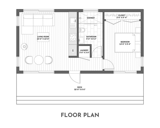 Modern Cabin House, 1 Bedroom, 16’ x 32’ – Ibra House Plans